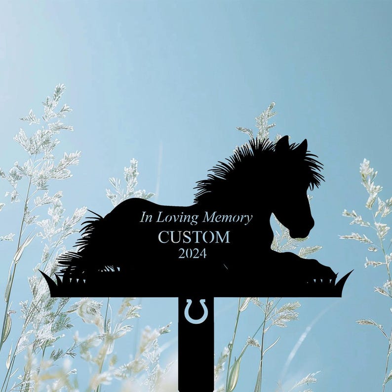 Personalized Lying Pony Horse Memorial Sign, Custom Metal Grave Marker ...