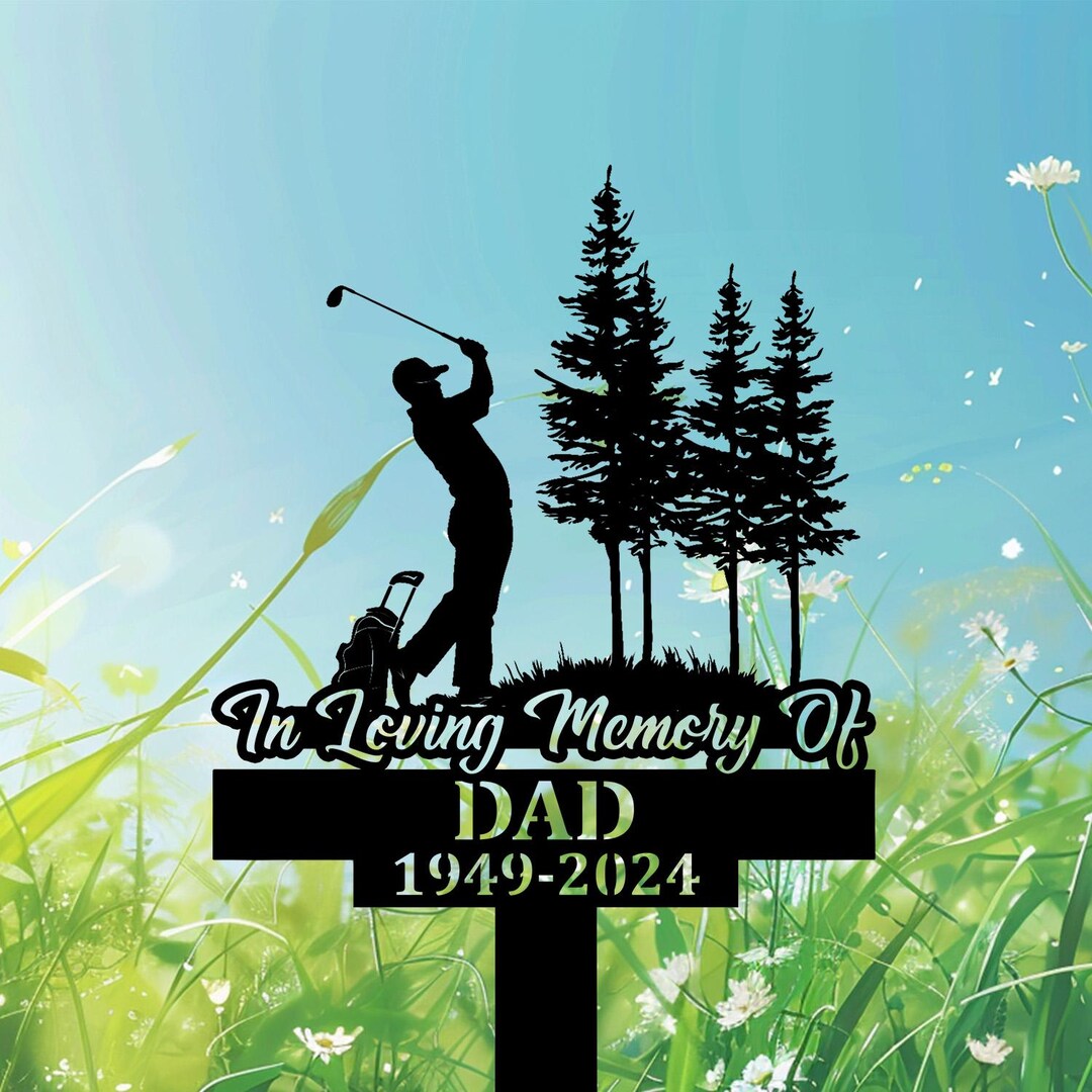 Custom Golfer Memorial Stake, Personalized Golfer Name Metal Stake ...