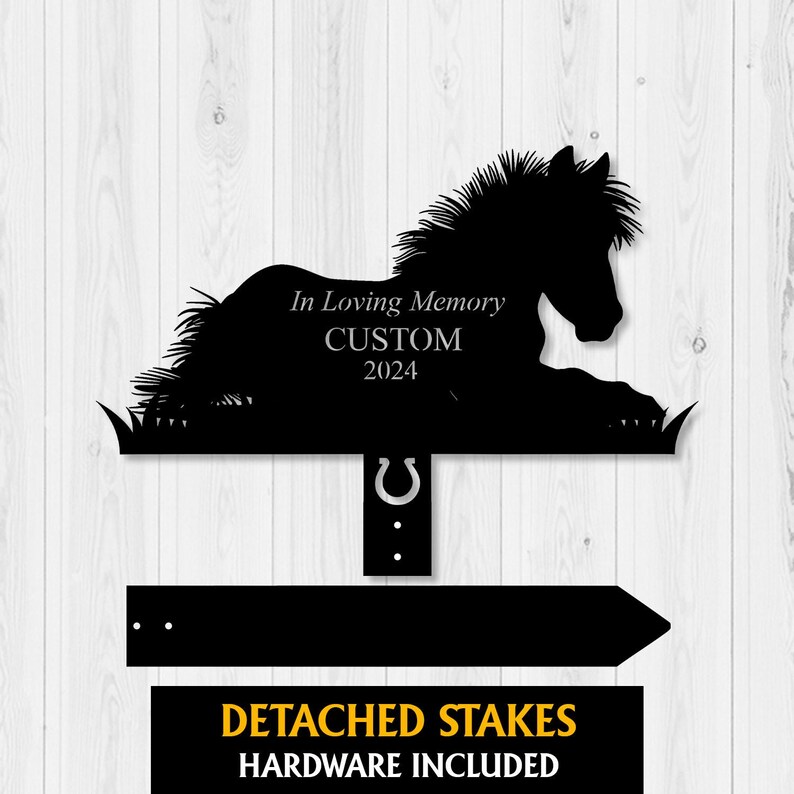 Personalized Lying Pony Horse Memorial Sign, Custom Metal Grave Marker ...