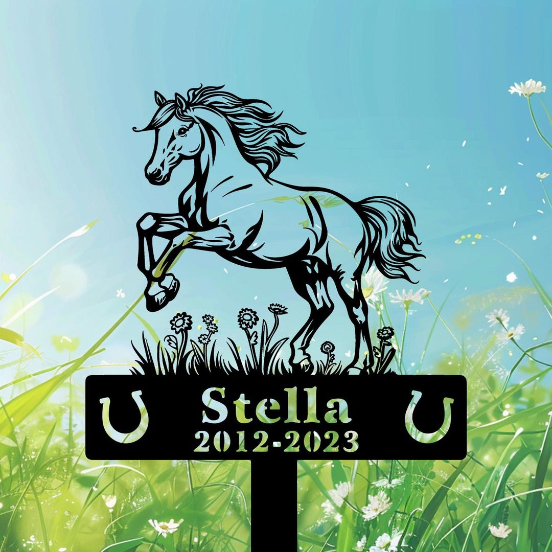 Custom Pony Horse Memorial Sign, Horse Rearing Grave Marker, Winston ...