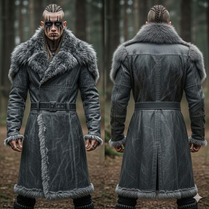 Handmade Cowhide Medieval Fur Coat: Viking Warrior Costume - Etsy