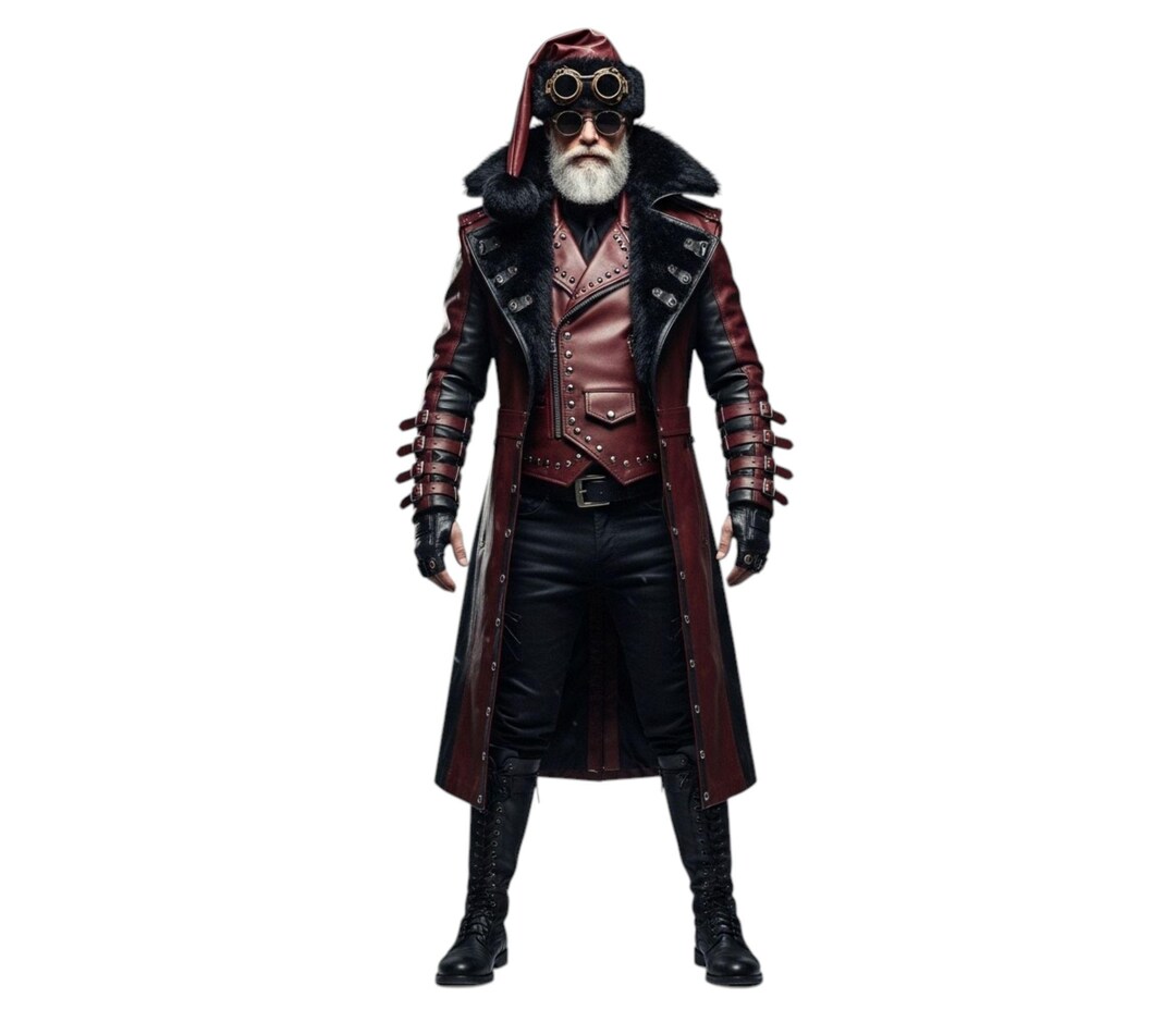 Handmade Leather Gothic Santa Suit - Fur Trimmed Christmas Long Coat - Etsy