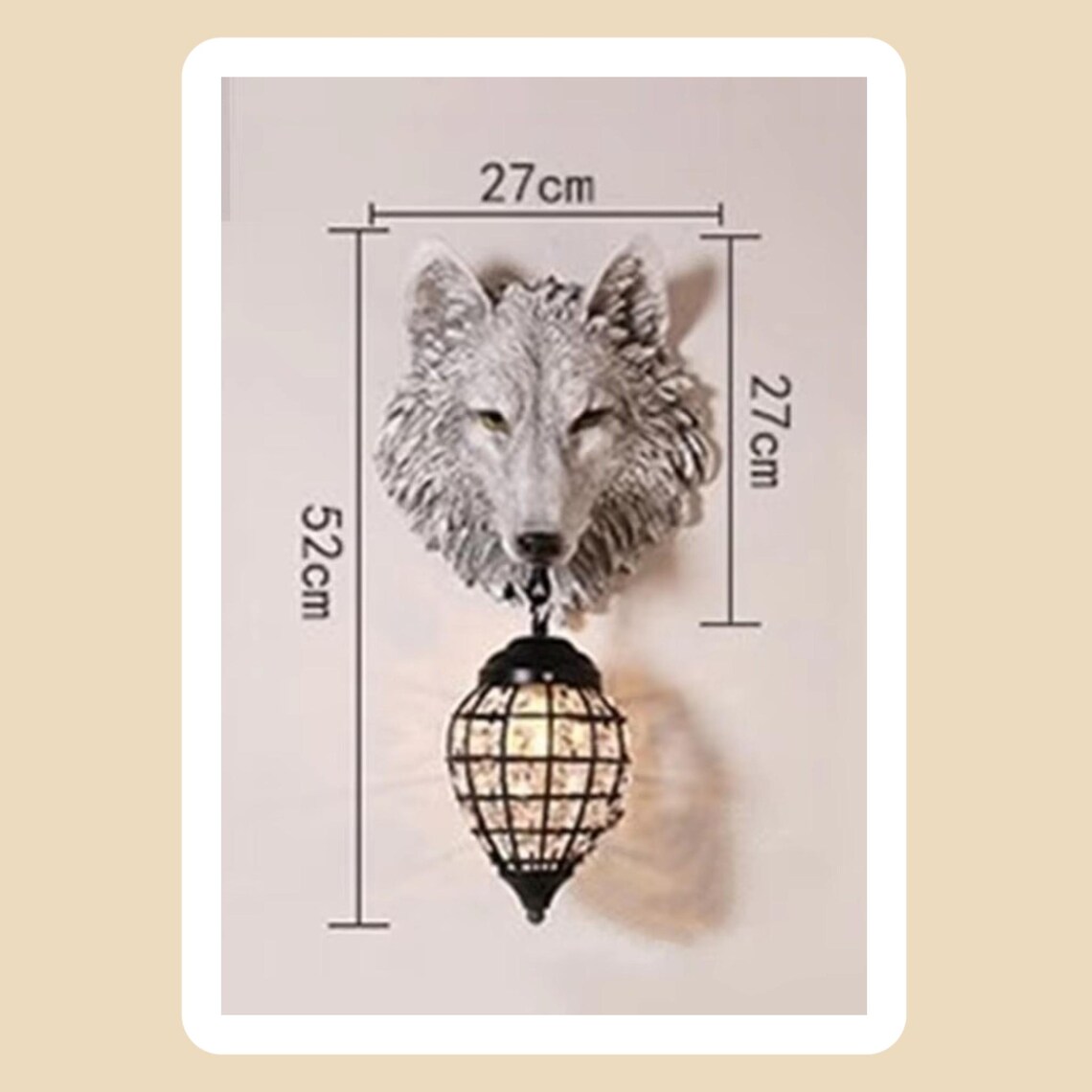 Nordic Wolf Head Wall Lamp: Resin Animal Sconce With Crystal LED - Etsy