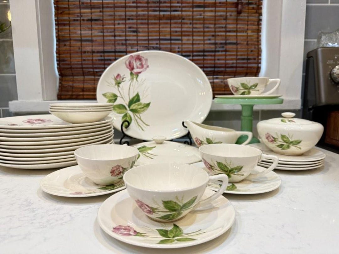Vintage Knowles Tea Rose China Set | Shabby Chic Cottage Decor - Etsy