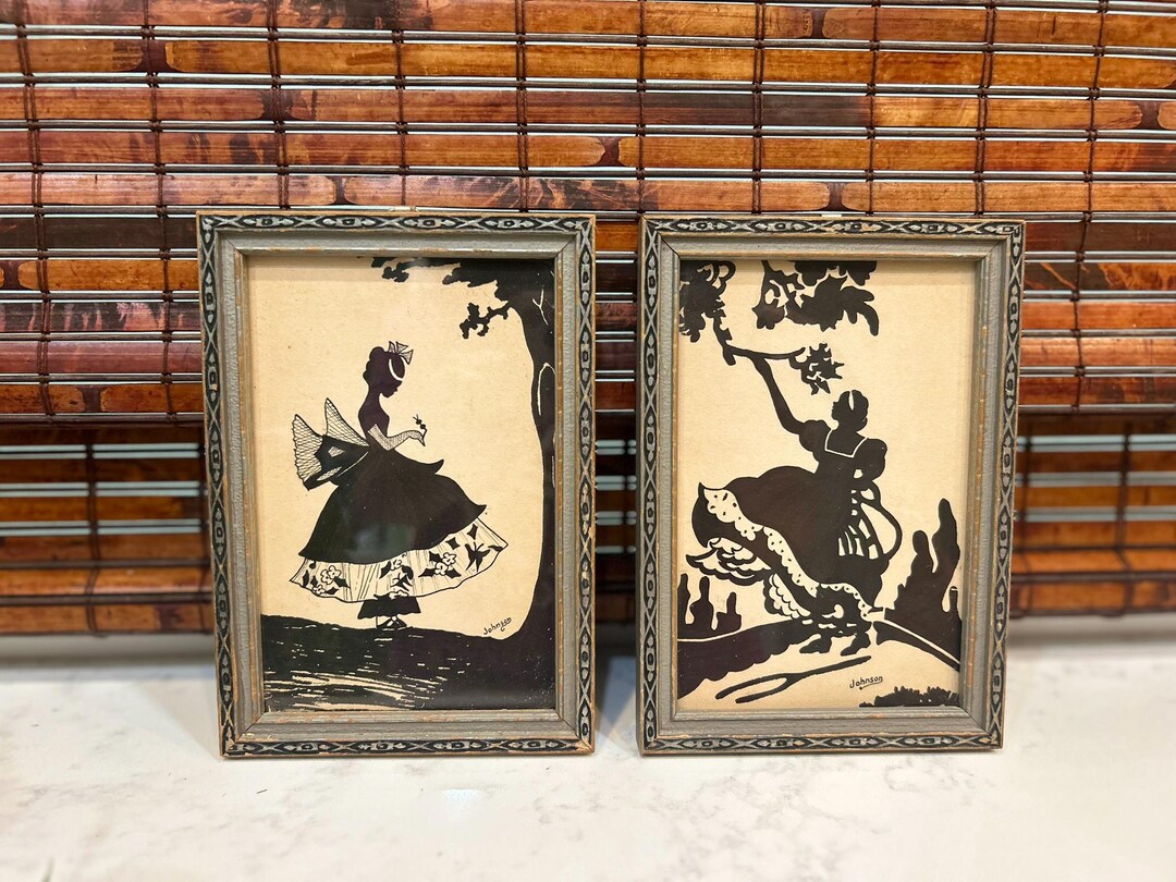 Johnson Silhouette Art Prints – Colonial Courting Couple – Die-cut ...