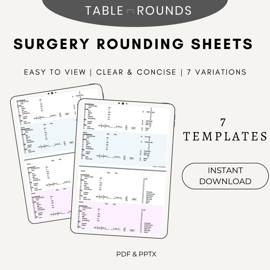 Surgery Charting and Rounding Checklist BUNDLE - Digital Download - Etsy