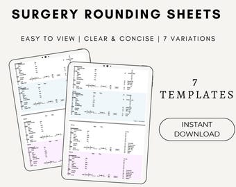Surgery Charting and Rounding Checklist BUNDLE - Digital Download - Etsy