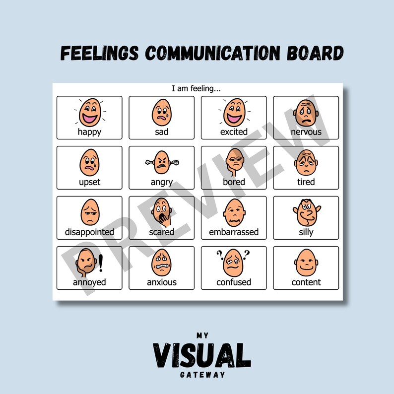 Feelings Communication Board, Non Verbal Aids, Communication Aids ...