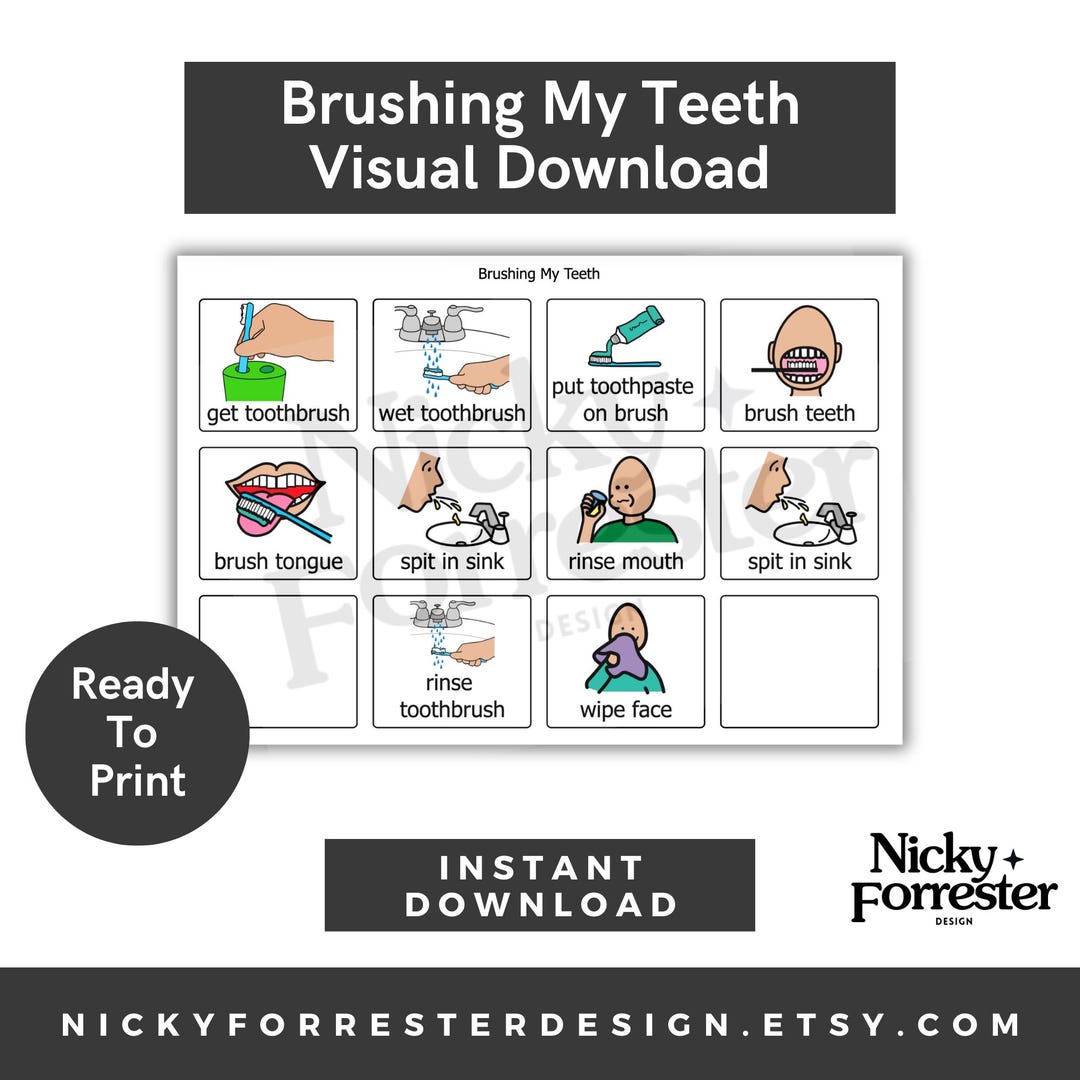 Brushing Teeth Visual Aid: Communication Board, Non Verbal Aids ...