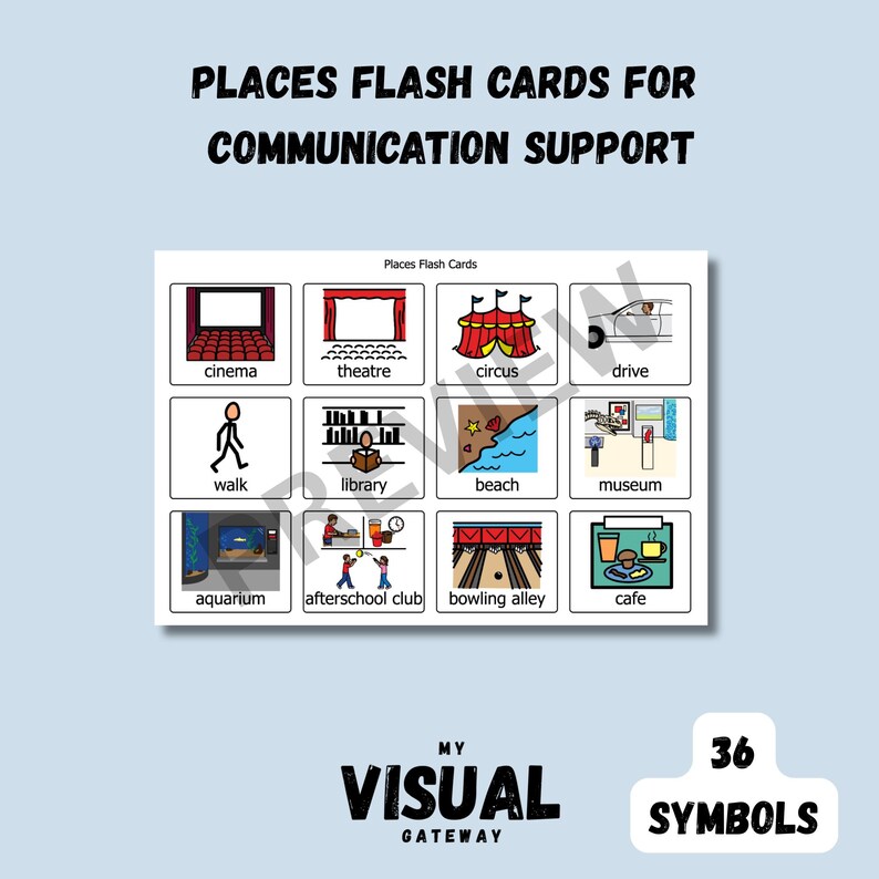 Places Flash Cards, Communication Board, Visual Schedule, Non Verbal ...