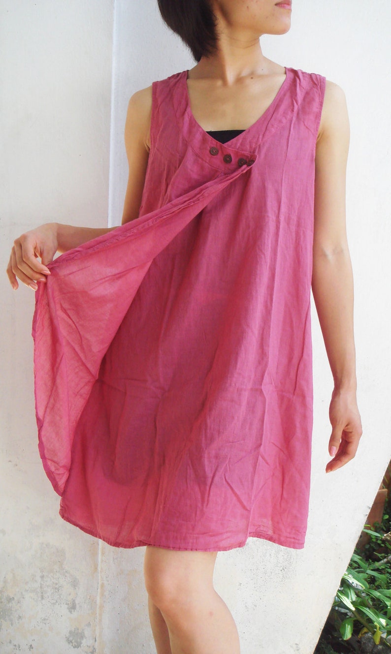 D12, Lotus Flower Pink Cotton Dress, Pink Dress - Etsy
