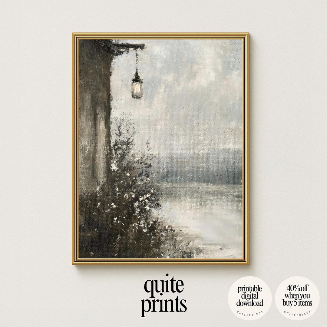 Cozy Cottage Lantern Wall Art Print – Printable Vintage Painting Home ...