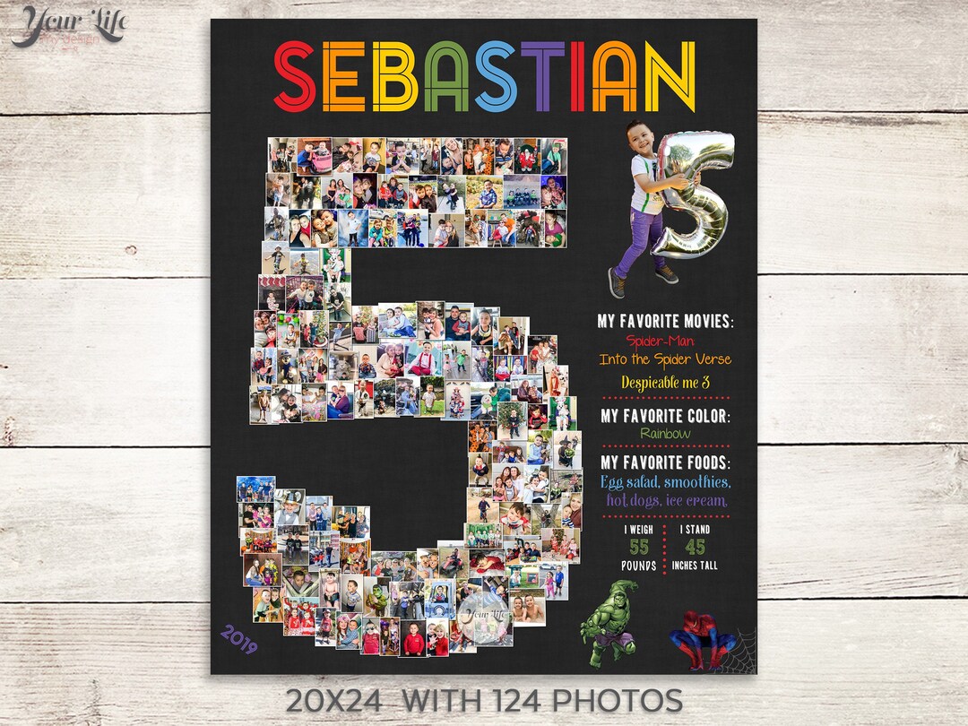 Superhero 5th Birthday Keepsake Sign, Five Year Chalkboard, 5th ...