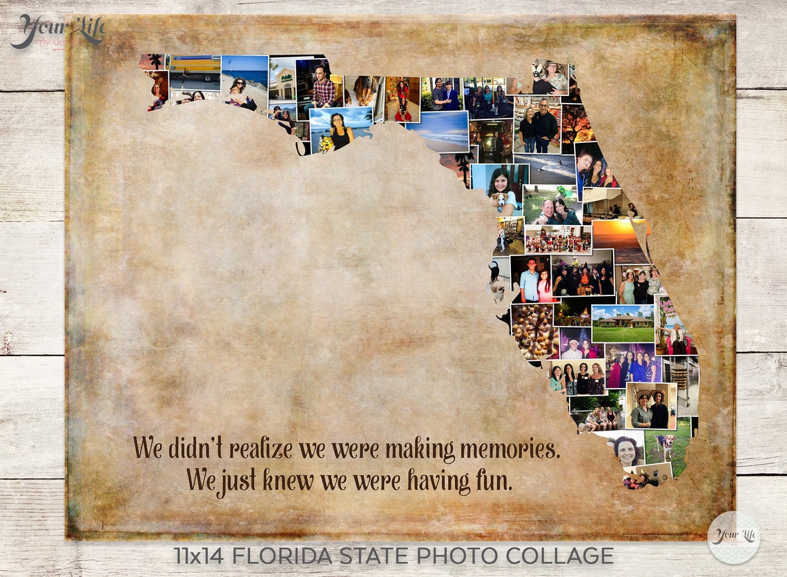 Florida Photo Collage Florida State Art State Art Graduation | Etsy