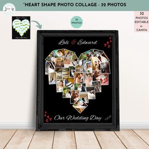 Heart Photo Collage Template for Canva, INSTANT DOWNLOAD, Editable ...