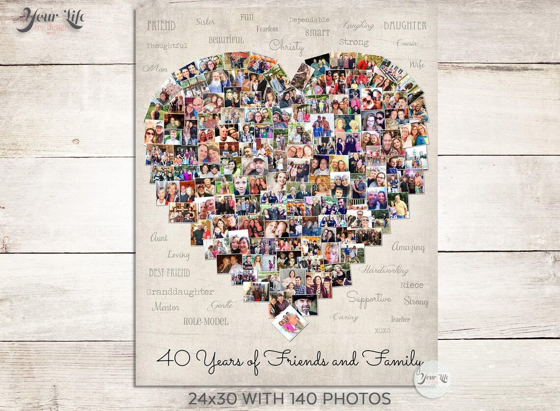 40th Birthday HEART, 40th Wedding Anniversary Gift, 40th Birthday ...