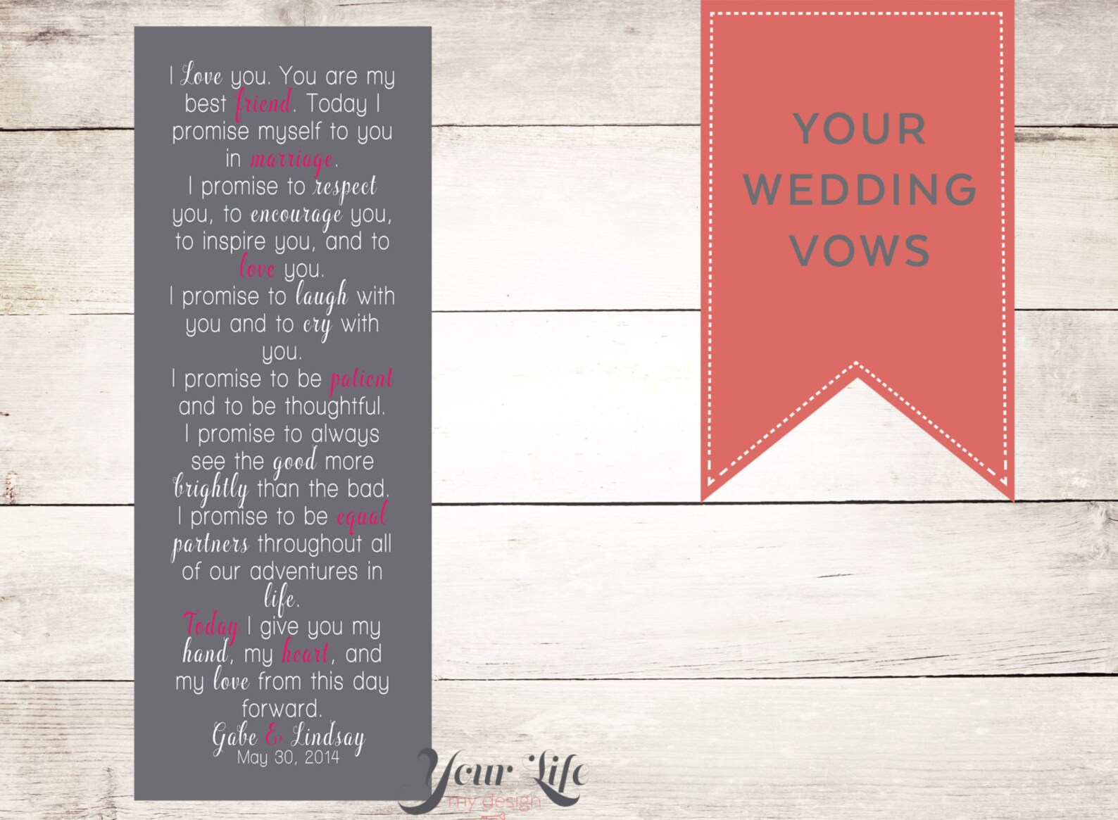 Wedding Vows on Canvas Wedding Vow Art Custom Vows - Etsy