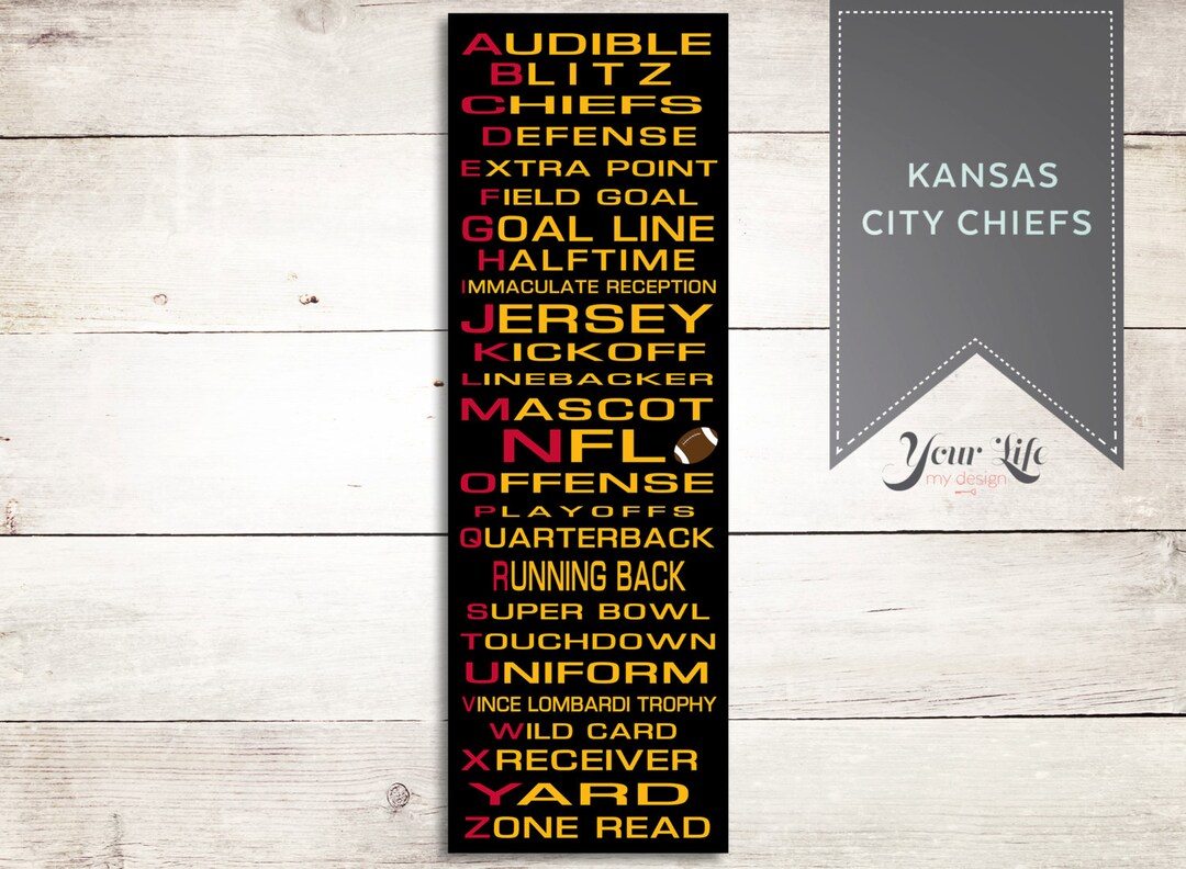 Kansas City Chiefs Sports Decor, Alphabet Football Art, Kids Room ...