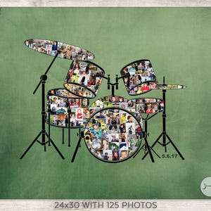 DRUM SET Photo Collage, Bar Mitzvah Sign-in Board, Photo Collage Sign ...