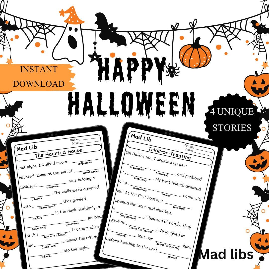 Halloween Mad Libs Printable: Spooky Fill-in-the-blank Game (digital ...