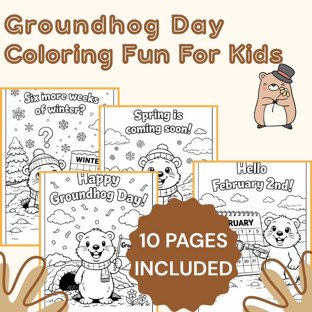 Groundhog Day Coloring Pages for Kids | Printable No-prep Day ...