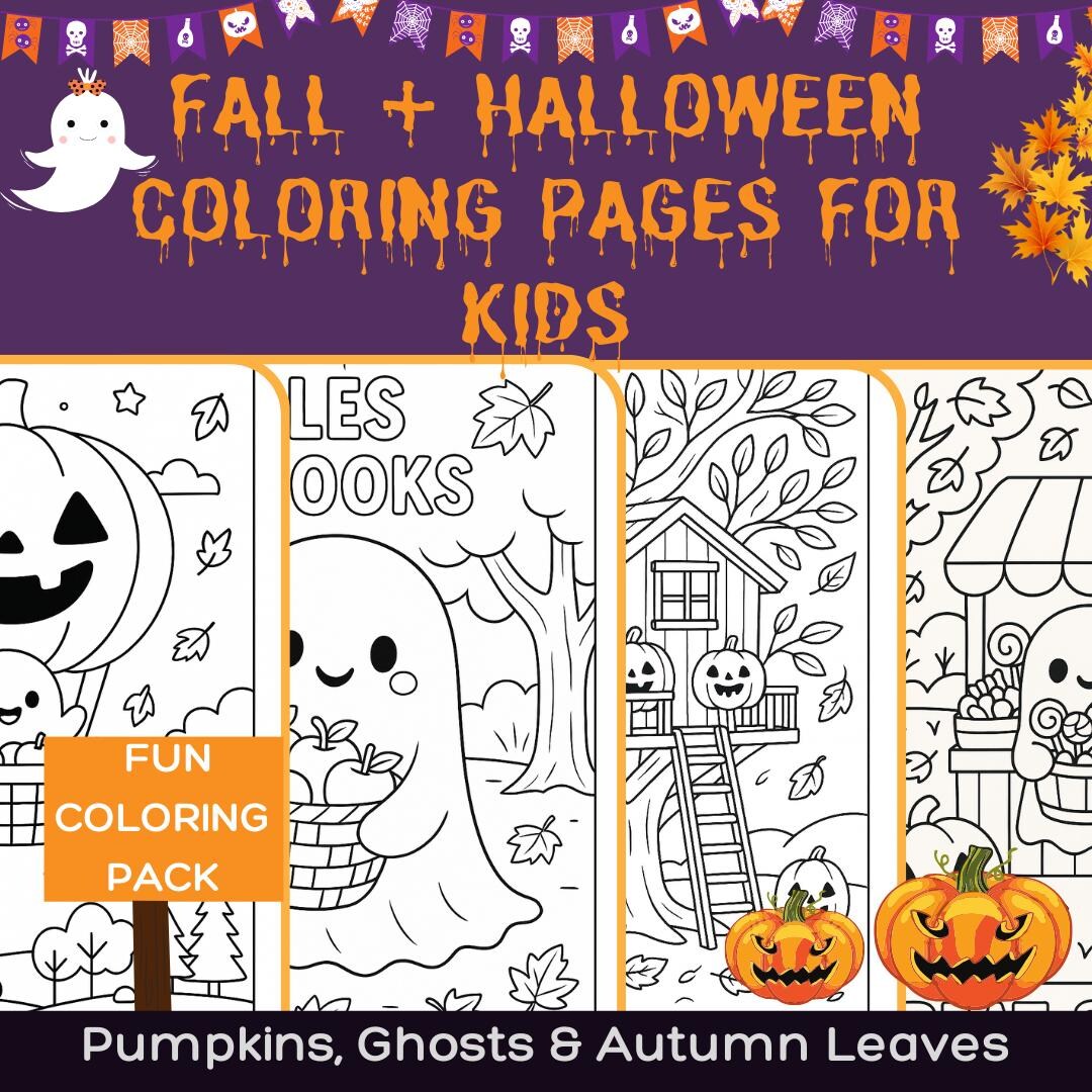 Fall & Halloween Coloring Pages for Kids | Fun Autumn and Spooky ...