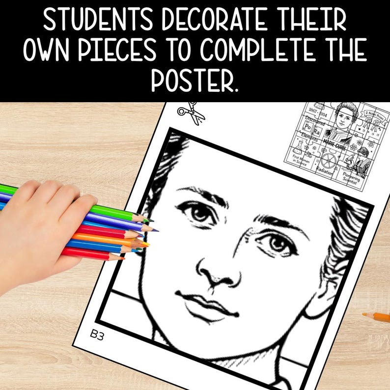 Marie Curie Collaborative Coloring Poster | Women in STEM Activity - Etsy