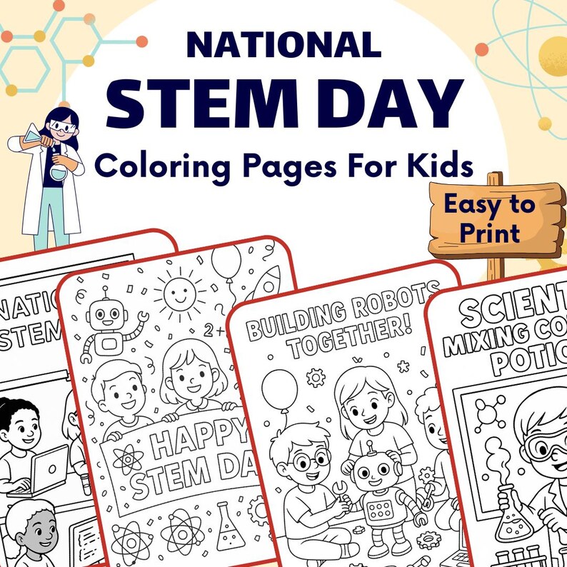 STEM Day Coloring Pages for Kids | Science & Engineering (PDF) - Etsy