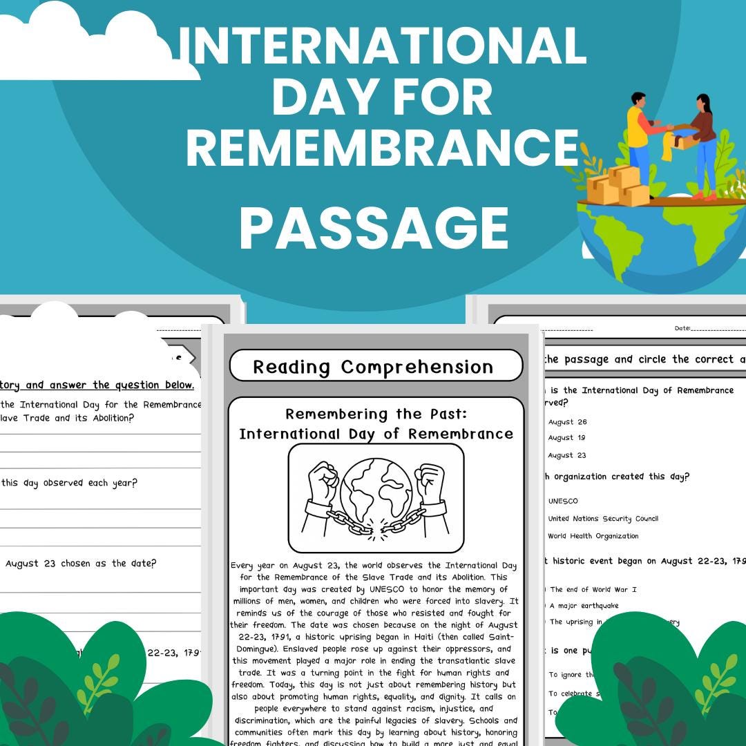 International Day of Remembrance Reading Comprehension | Bilingual ...