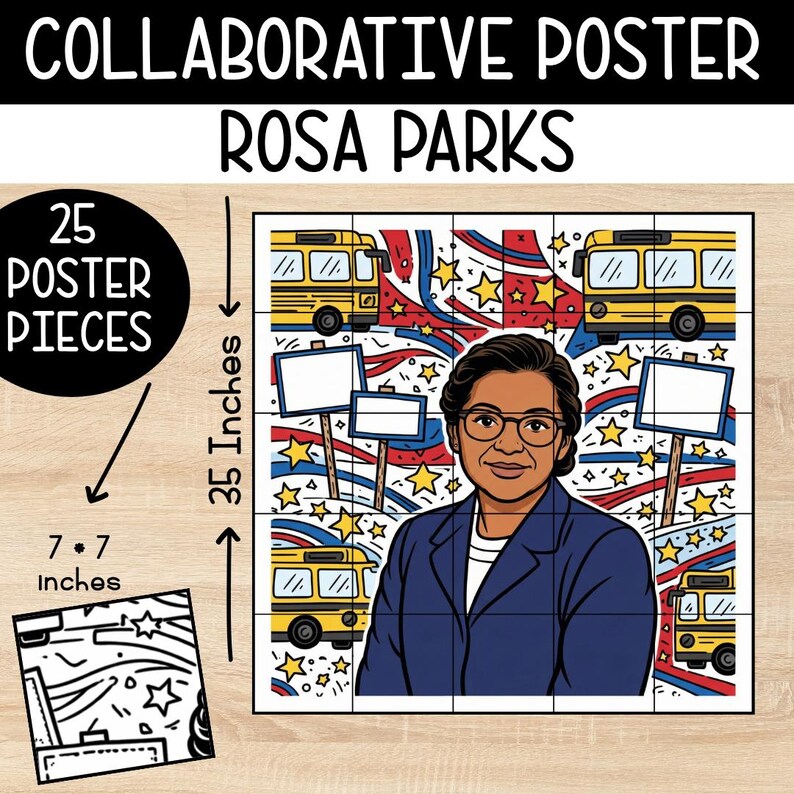 Rosa Parks Collaborative Poster Coloring Activity | Black History Month ...