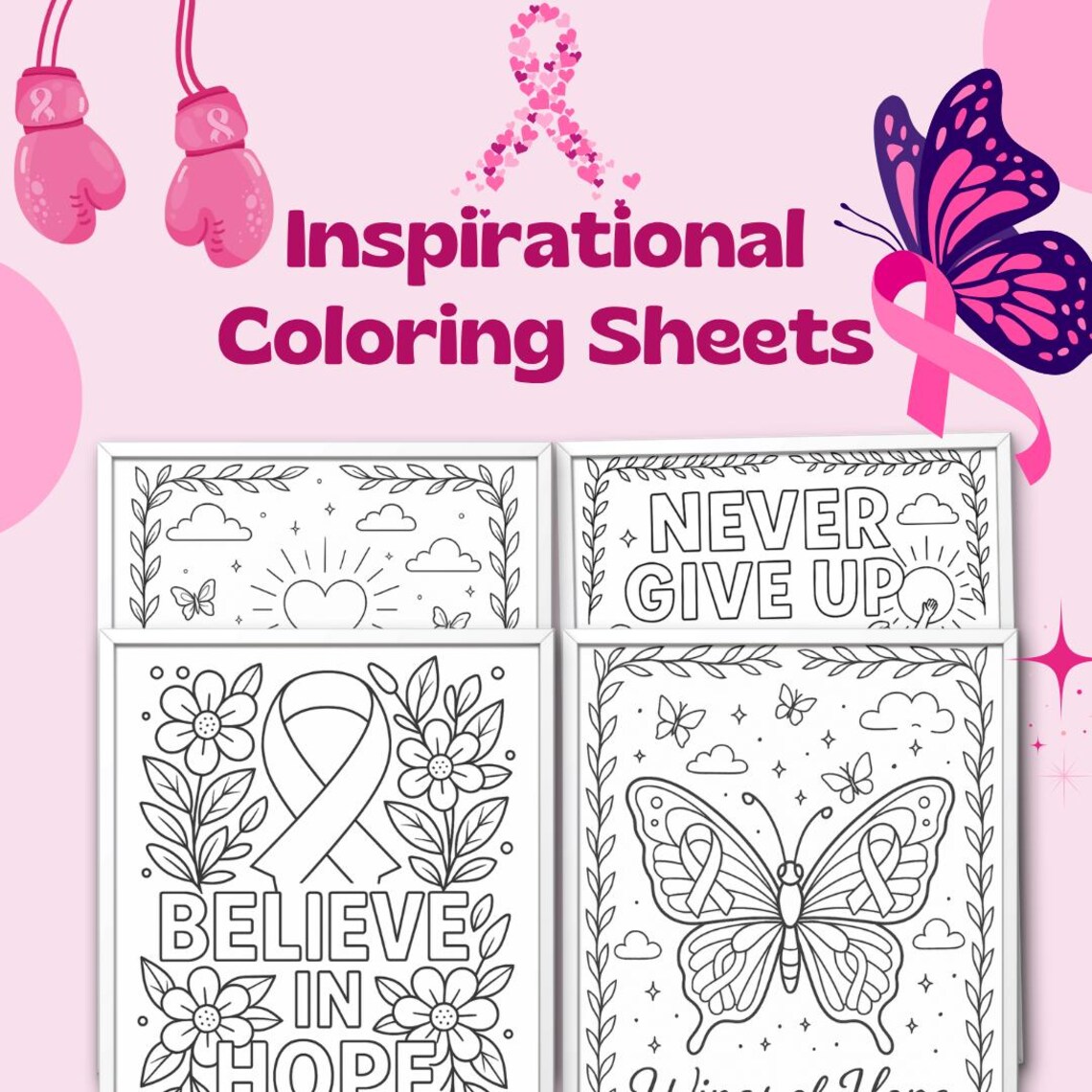 Breast Cancer Awareness Coloring Pages | Inspirational Pink Ribbon ...