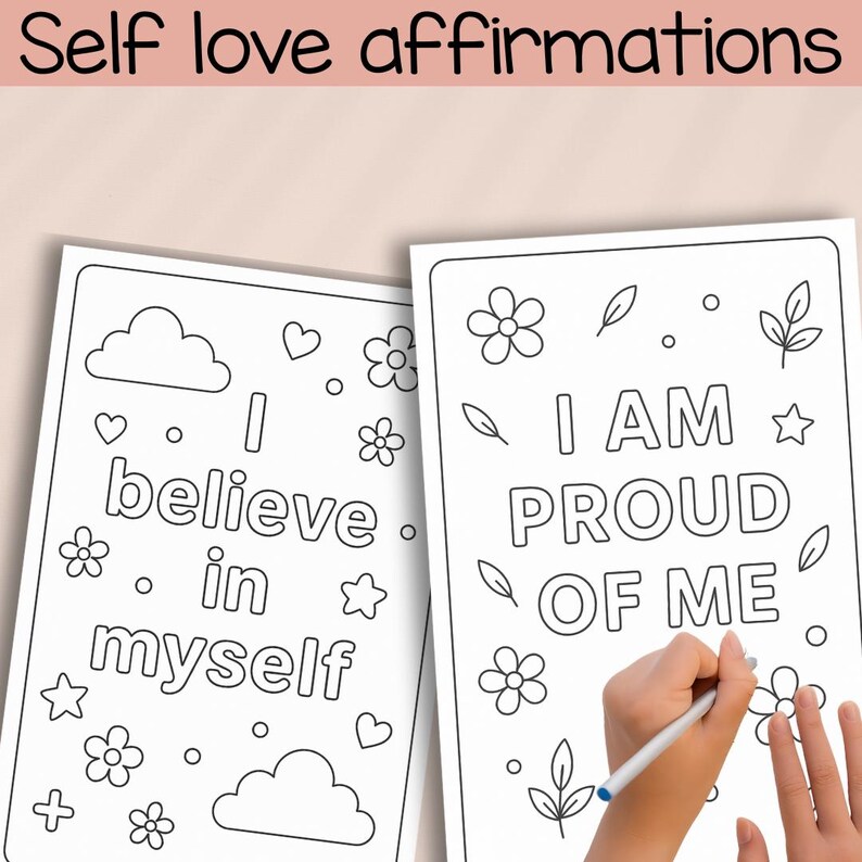 Editable Self Love Affirmation Coloring Pages for Kids – Printable ...