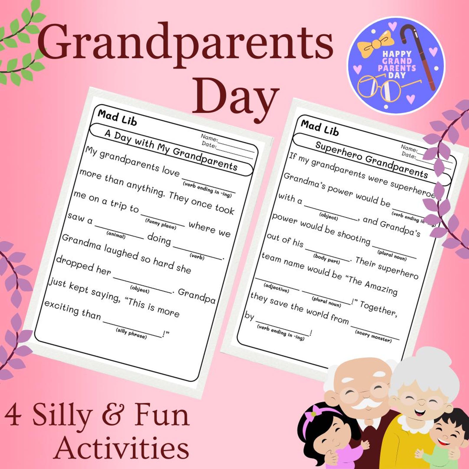 Grandparents Day Mad Libs: 4 Fun Kids' Activities (printable PDF ...