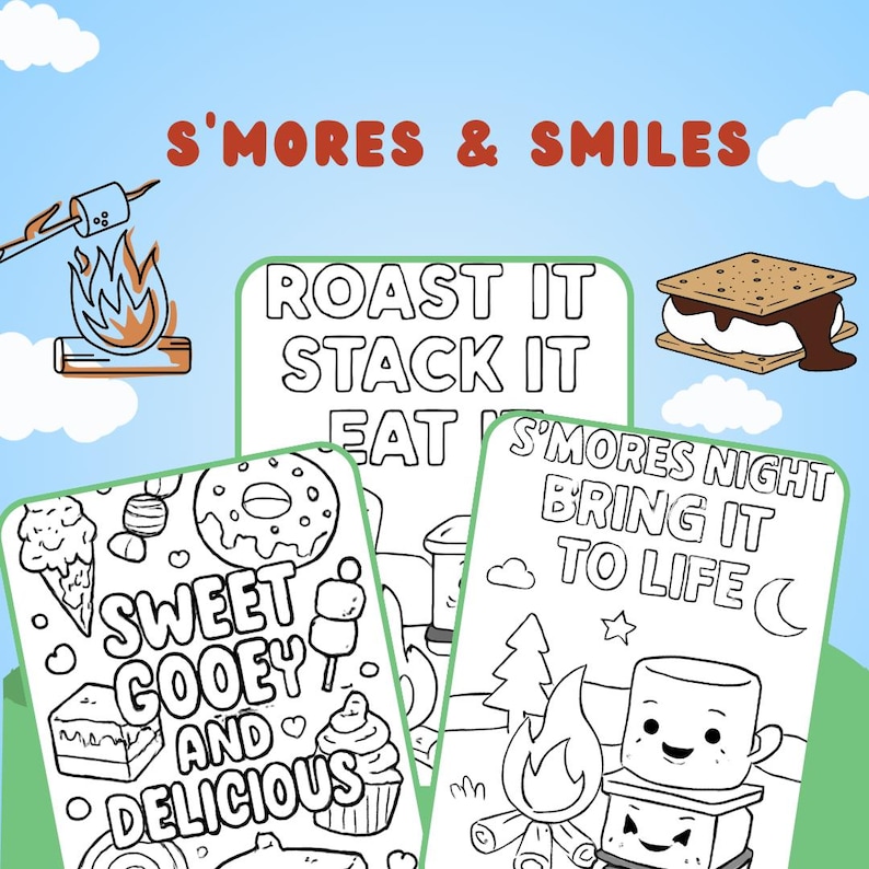 S'mores Day Bundle: 10 Fun Coloring Pages + 4 Mad Libs for Kids ...