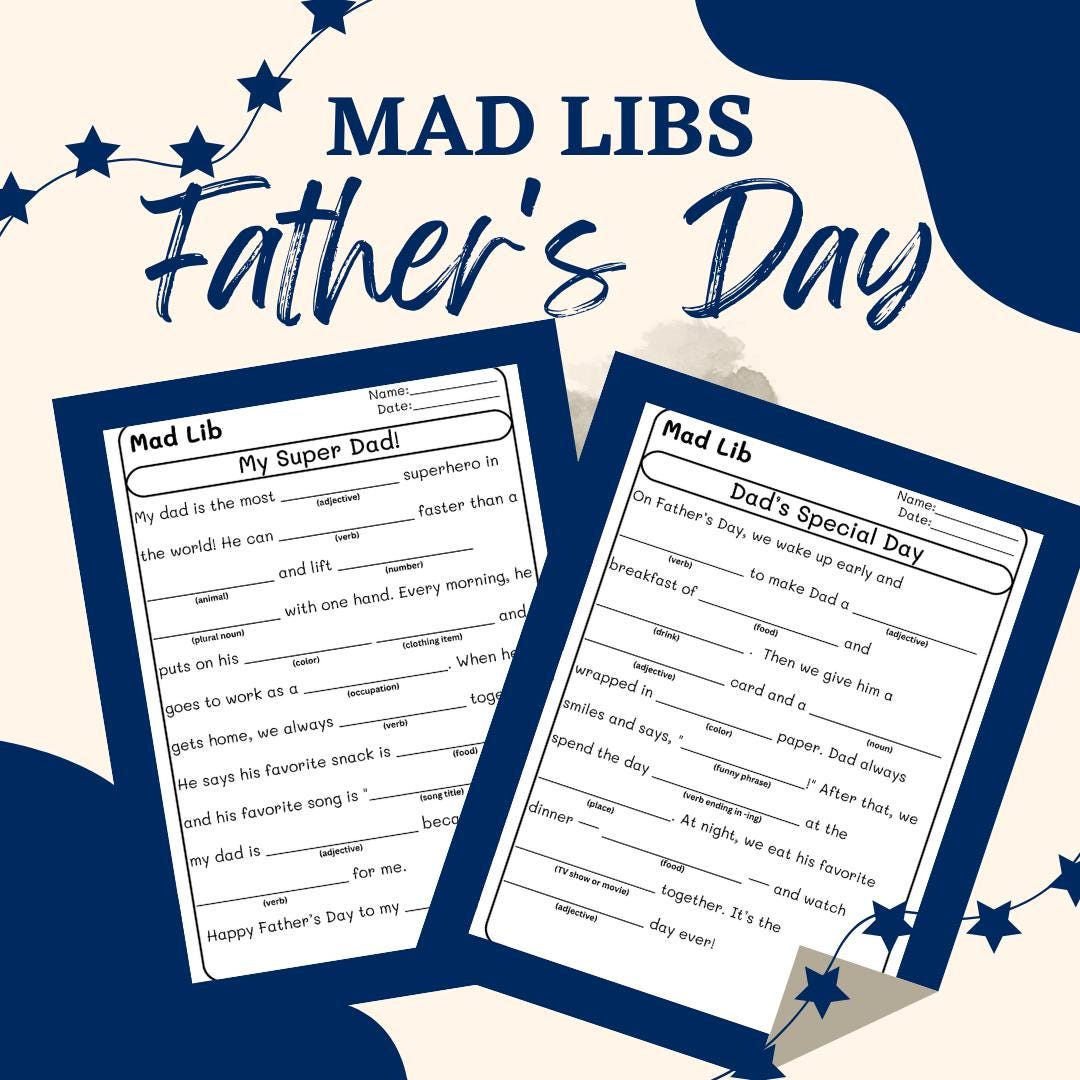 Father's Day Mad Libs: Printable Kids Activity (PDF Download) - Etsy