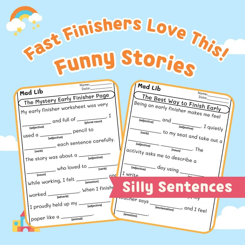 Early Finisher Mad Libs Printable - Etsy