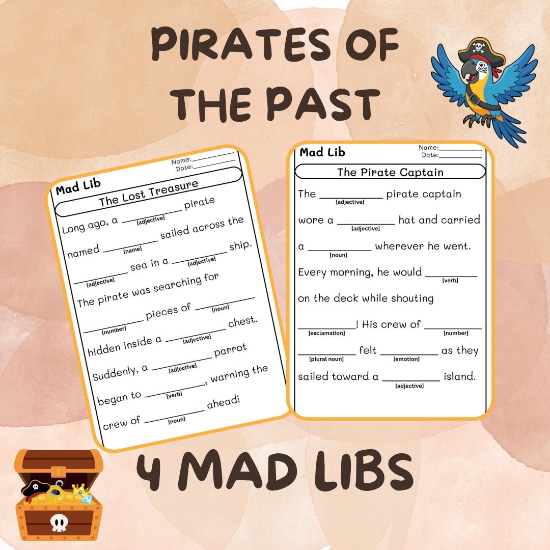 Pirate Mad Libs Printable | No Prep Activity - Etsy