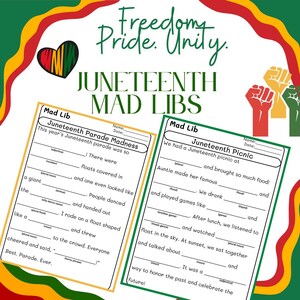 Editable Juneteenth Mad Libs for Kids | Printable Black History ...
