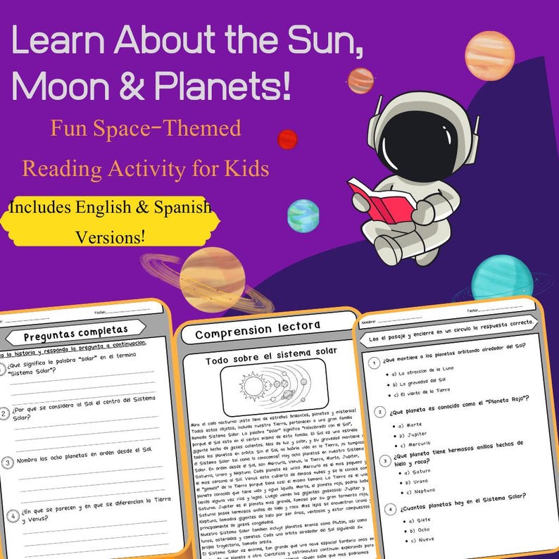 Solar System Reading Comprehension | Space Science Worksheets | English ...