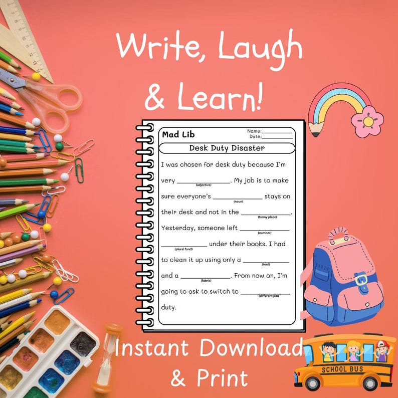 Editable Classroom Rules Mad Libs Printable | Funny Back to School ...