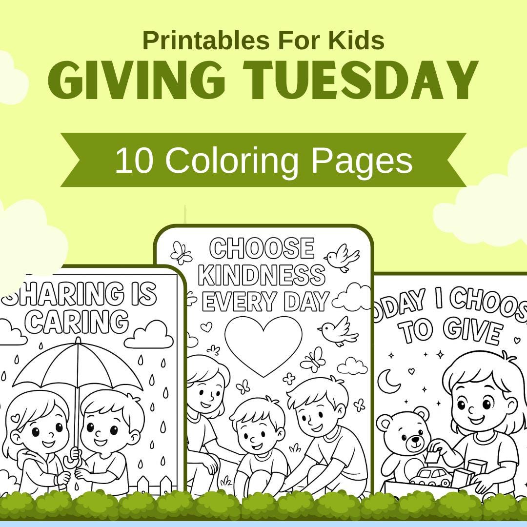 Giving Tuesday Coloring Pages for Kids | Kindness Coloring Pack ...