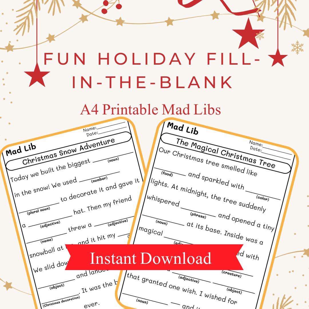 Christmas Mad Libs Printable | Holiday Fill-in-the-blank Worksheets - Etsy