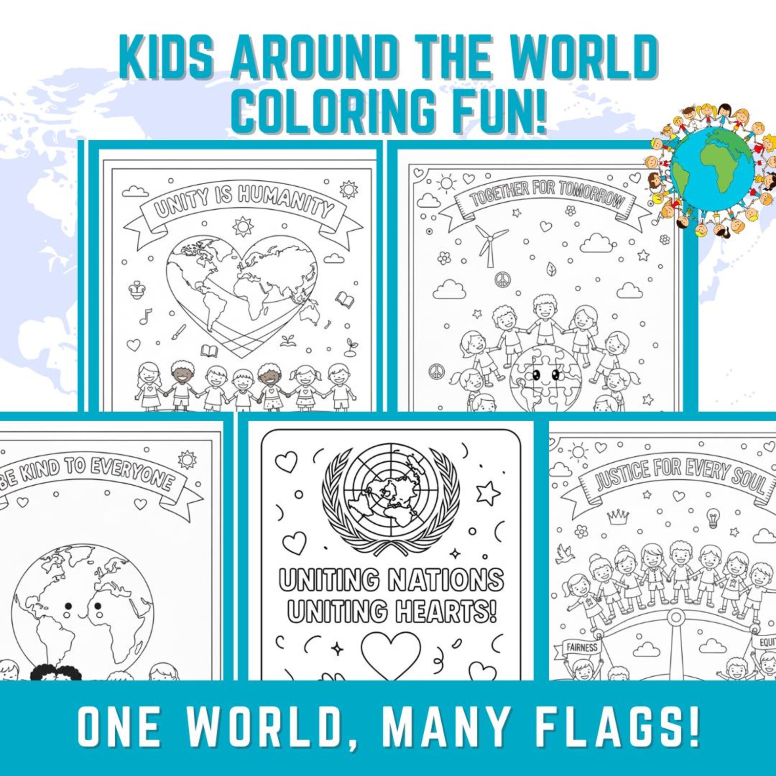 United Nations Day Coloring Pages: Peace, Equality, Diversity (A4 ...