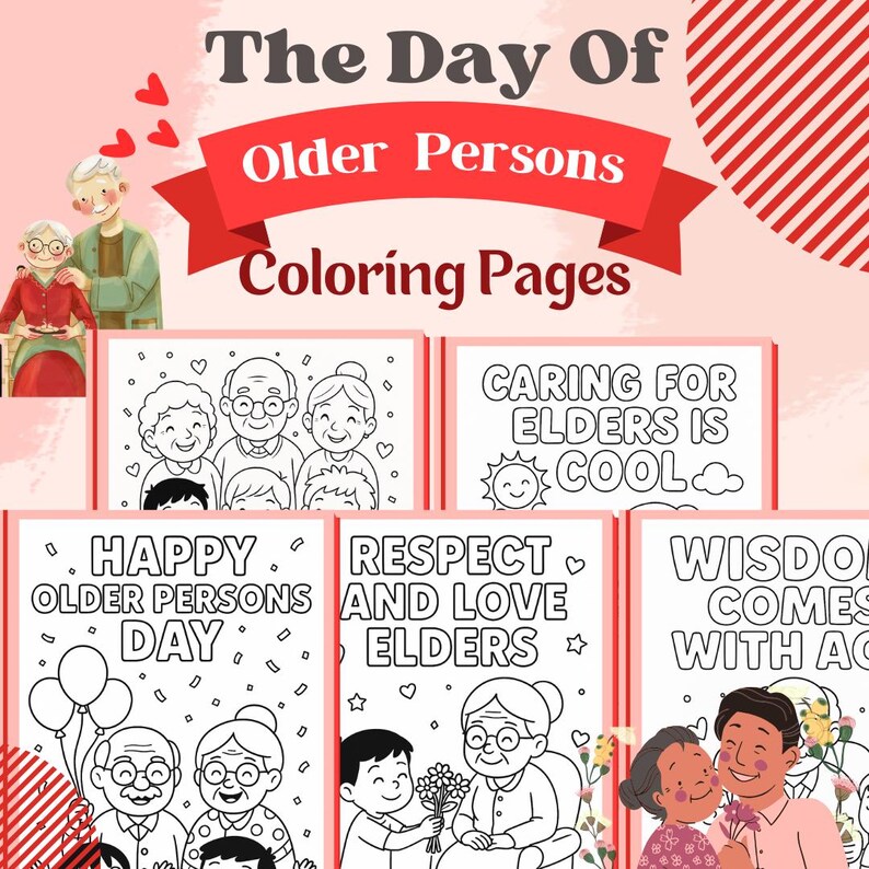 Grandparents Day Coloring Pages: Respect Elders Printable Activity (A4 ...