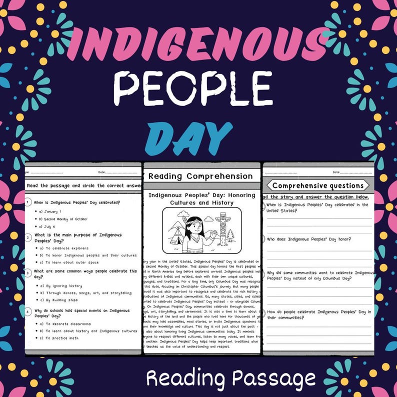 Indigenous Peoples’ Day Reading Comprehension | English and Spanish ...