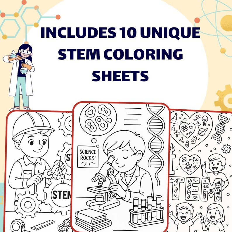 STEM Day Coloring Pages for Kids | Science & Engineering (PDF) - Etsy
