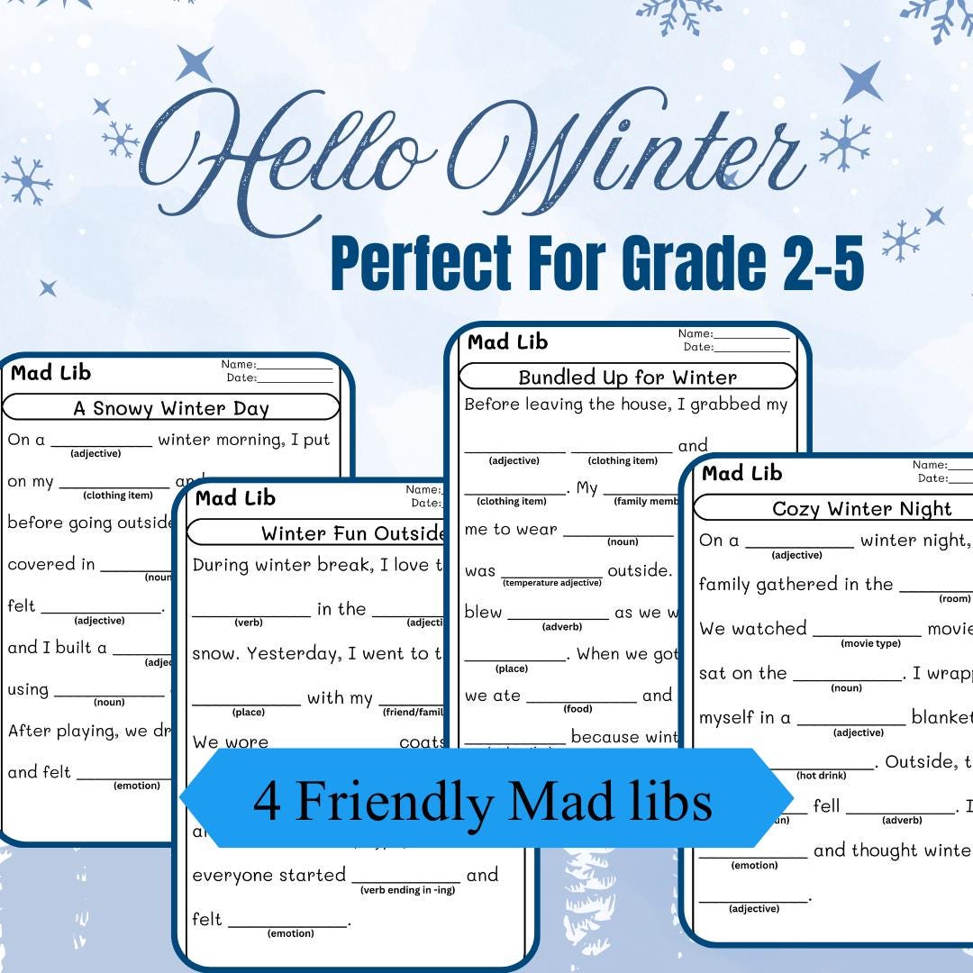 Winter Mad Libs | Fun Fill-in-the-blank Writing Activity - Etsy