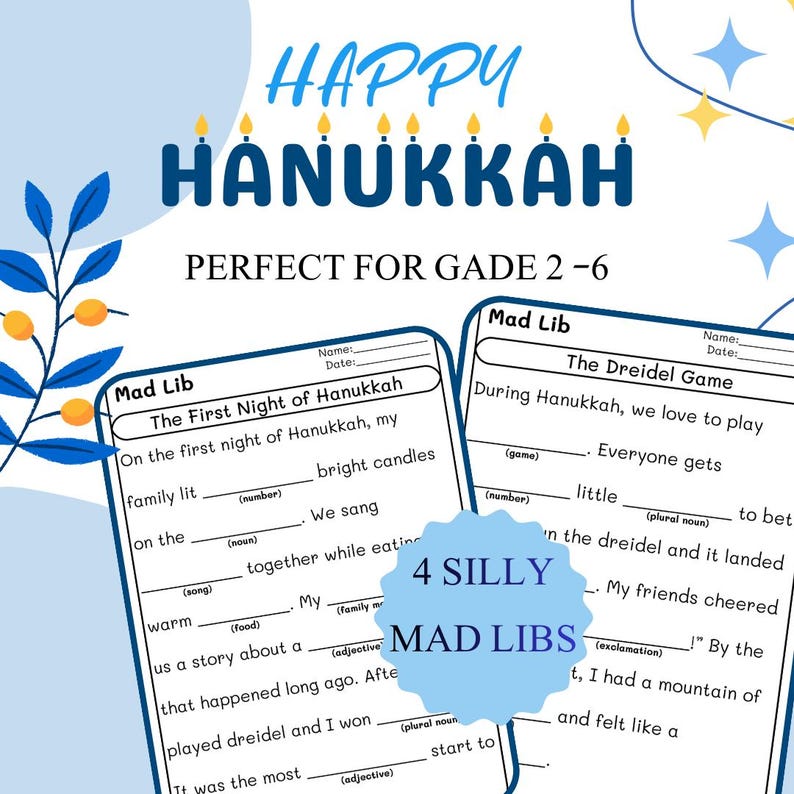 Hanukkah Mad Libs Printable | Instant Download - Etsy