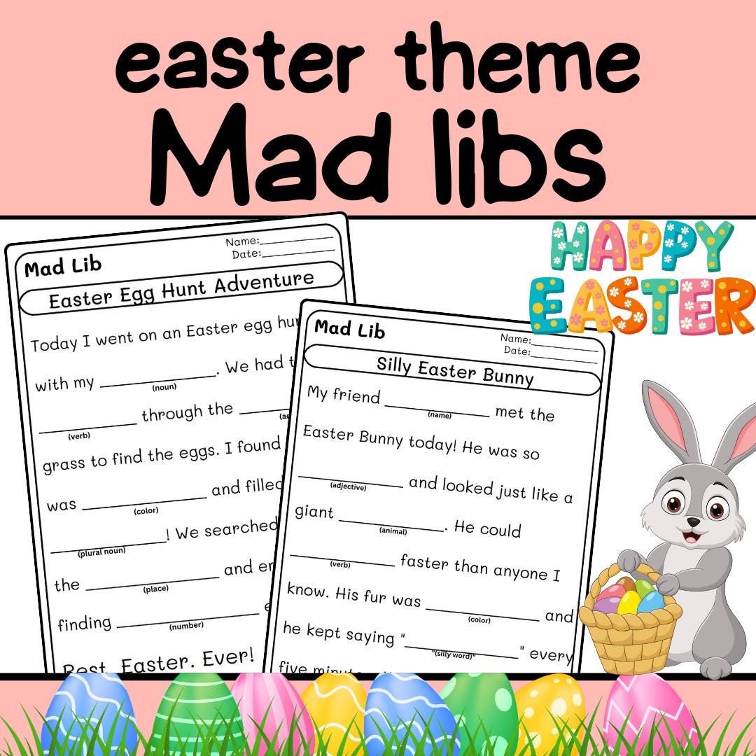 Easter | Mad Libs for Kids | Printables| Digital Downloads - Etsy
