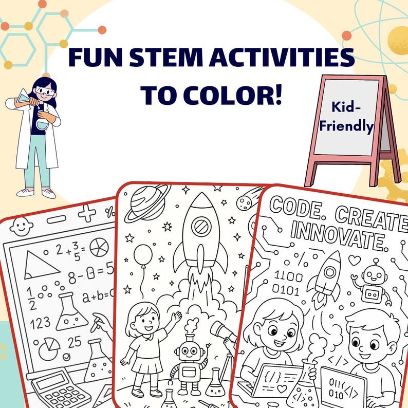 STEM Day Coloring Pages for Kids | Science & Engineering (PDF) - Etsy